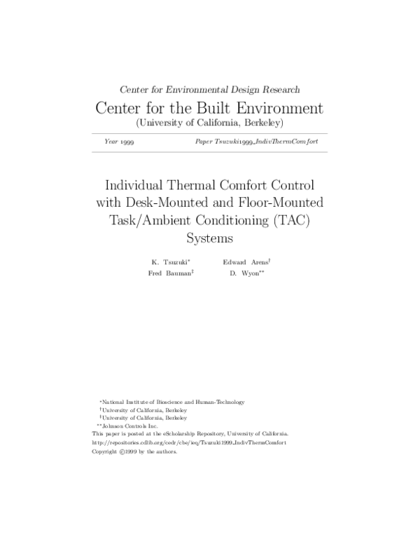(PDF) Individual Thermal Comfort Control with Desk-Mounted and Floor ...