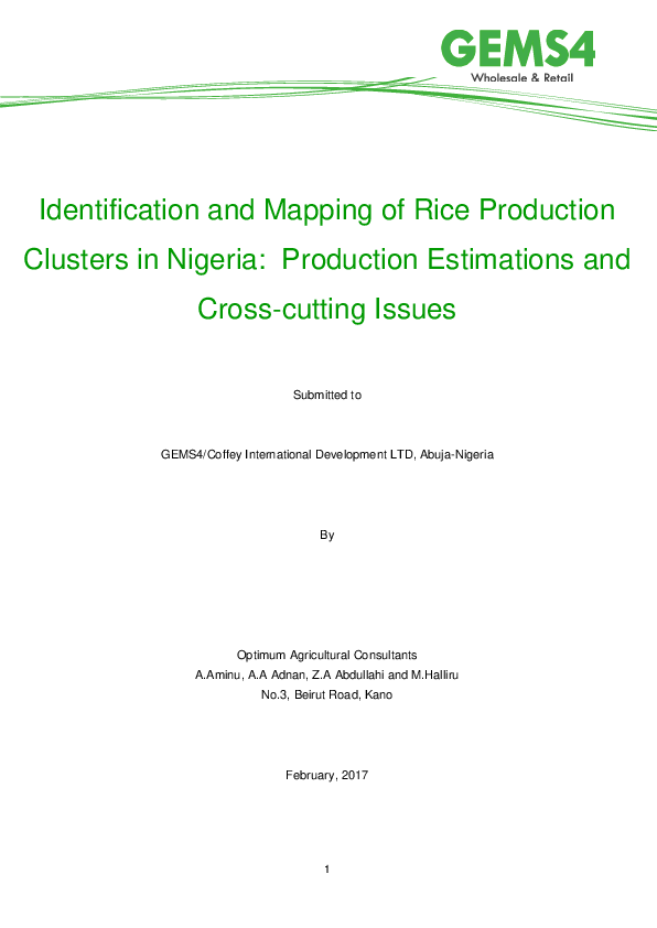 (PDF) Identification and Mapping of Rice Production Clusters in Nigeria ...