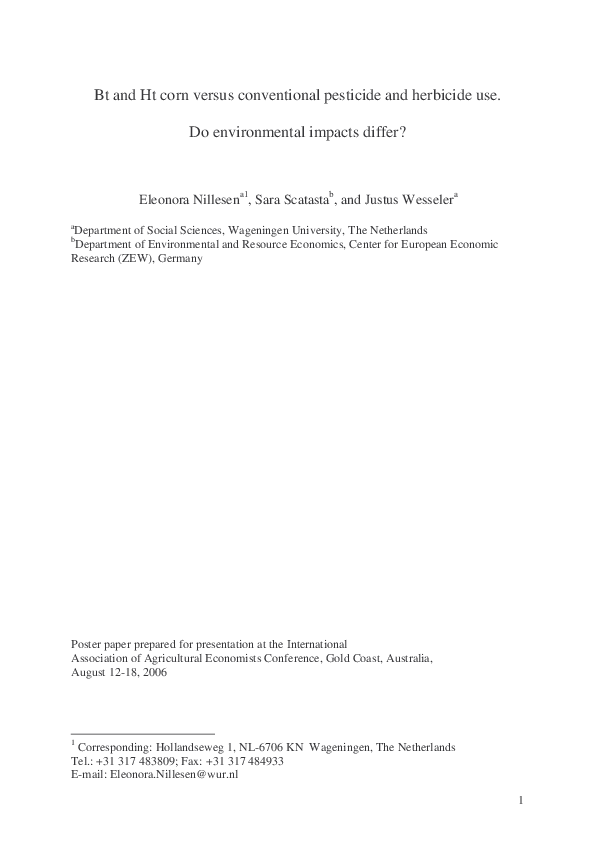 (PDF) Bt and Ht Corn versus Conventional Pesticide and Herbicide Use ...