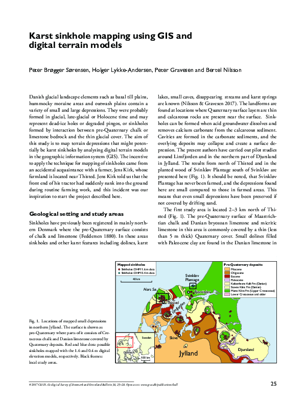 Pdf Karst Sinkhole Mapping Using Gis And Digital Terrain Models