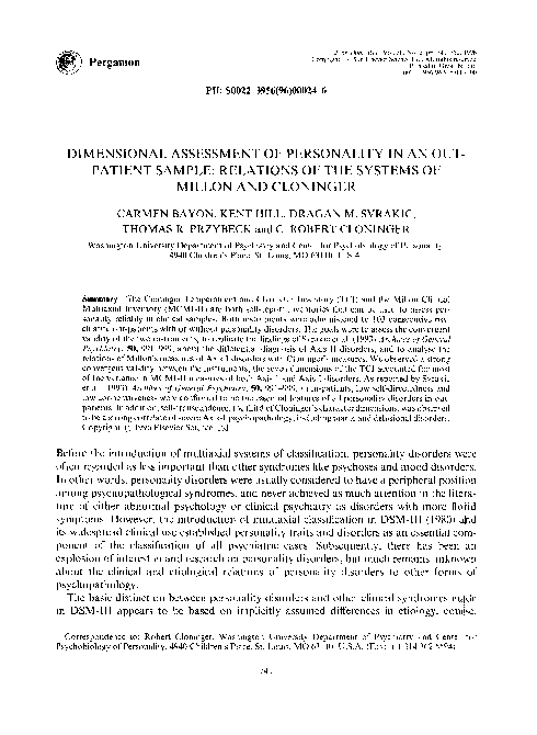 (PDF) Dimensional assessment of personality in an out-patient sample ...