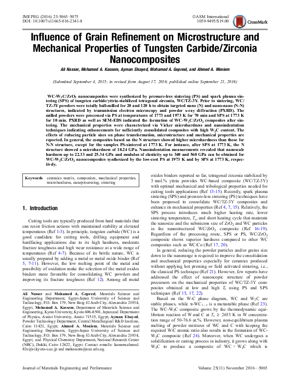 (PDF) Influence of Grain Refinement on Microstructure and Mechanical ...