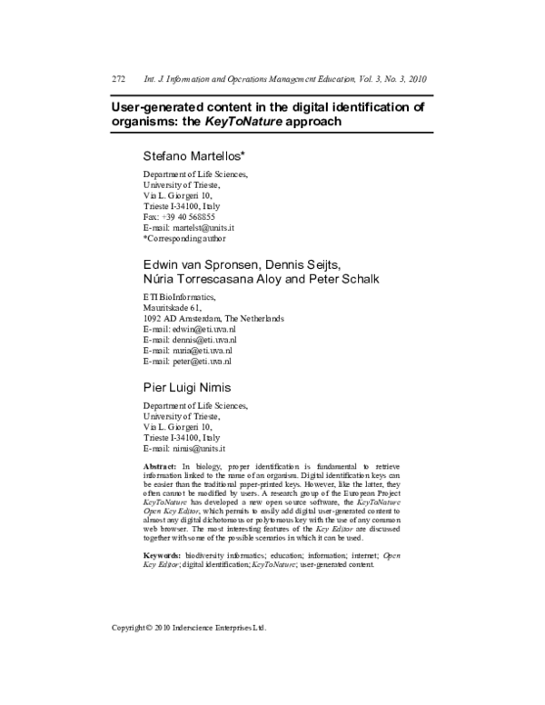 (PDF) User-generated content in the digital identification of organisms ...