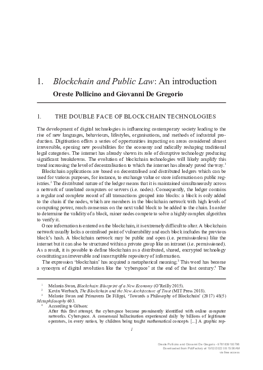 (PDF) Blockchain and Public Law: An introduction