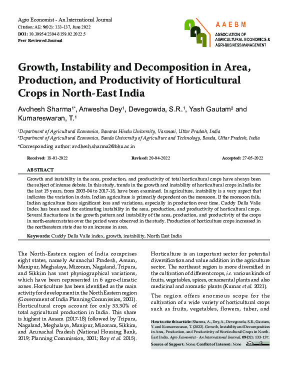 (PDF) Growth, Instability and Decomposition in Area, Production, and ...