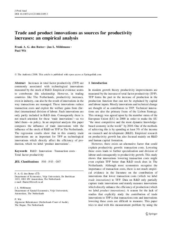 (PDF) Trade and product innovations as sources for productivity ...