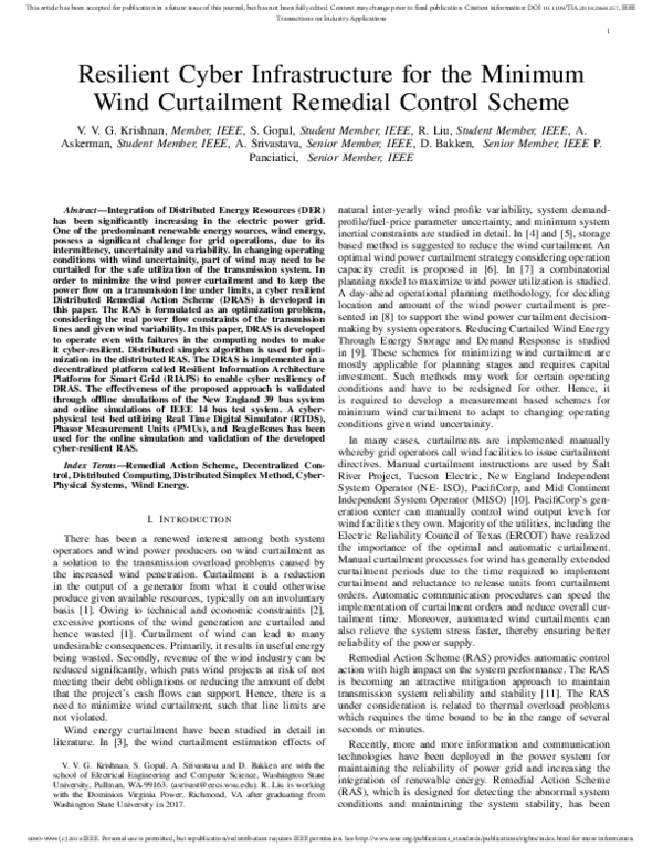 (PDF) Resilient Cyber Infrastructure for the Minimum Wind Curtailment ...