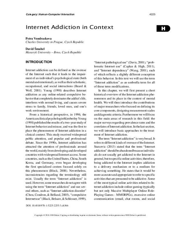 (PDF) Internet Addiction in Context