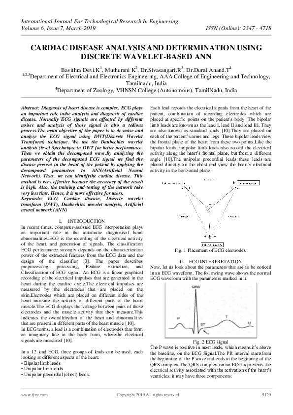 (PDF) Cardiac Disease Analysis and Determination Using Discrete Wavelet-Based Ann