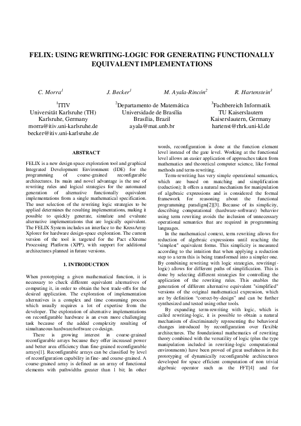 Pdf Felix Using Rewriting Logic For Generating Functionally