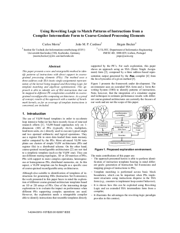 (PDF) Using Rewriting Logic to Match Patterns of Instructions from a Compiler Intermediate Form ...