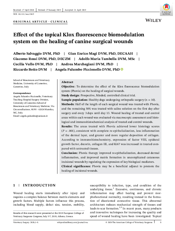 (PDF) Effect of the topical Klox fluorescence biomodulation system on ...