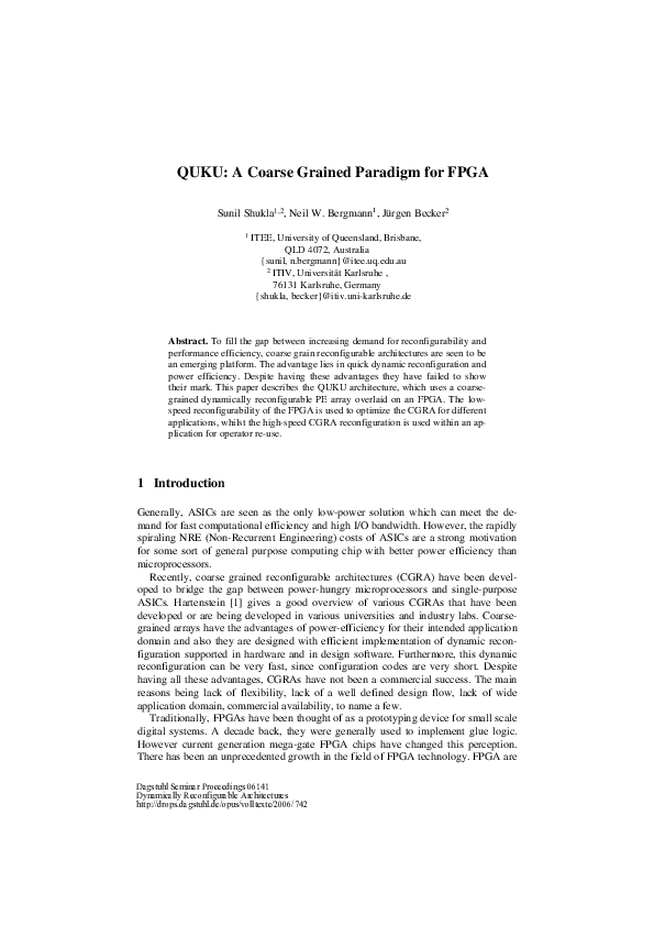 (PDF) QUKU: A Coarse Grained Paradigm for FPGAs