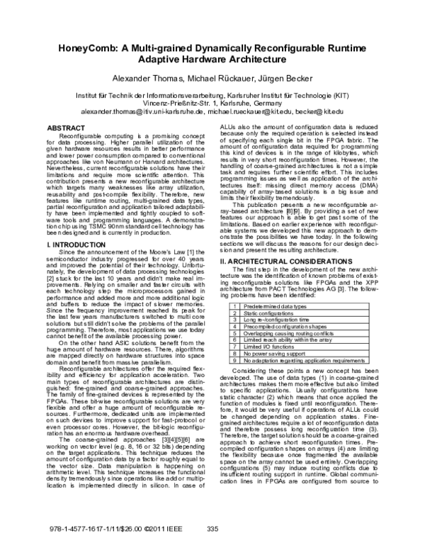 Pdf Honeycomb A Multi Grained Dynamically Reconfigurable Runtime