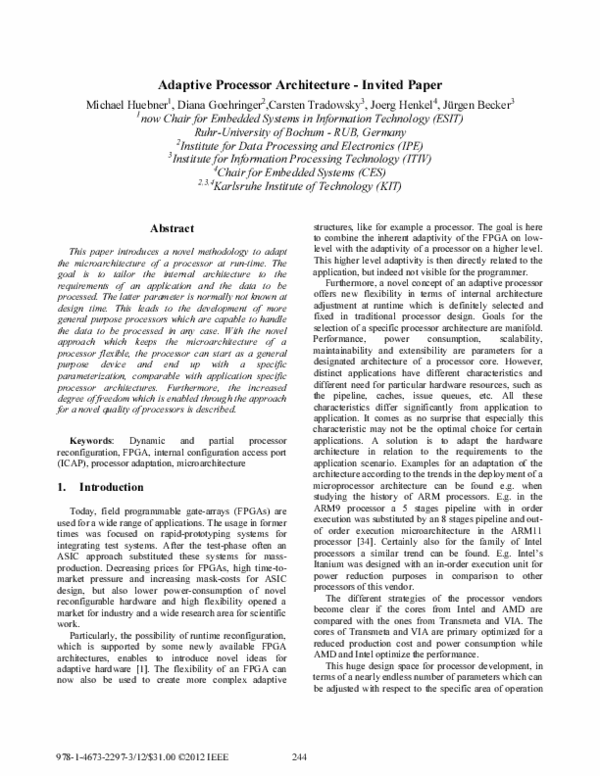 Pdf Adaptive Processor Architecture Invited Paper