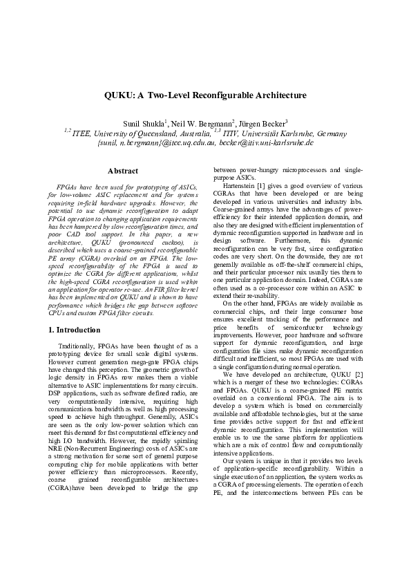 (PDF) QUKU: A Two-Level Reconfigurable Architecture