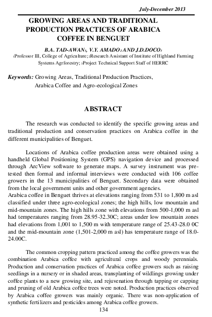 (PDF) Growing Areas and Traditional Production Practices of Arabica ...