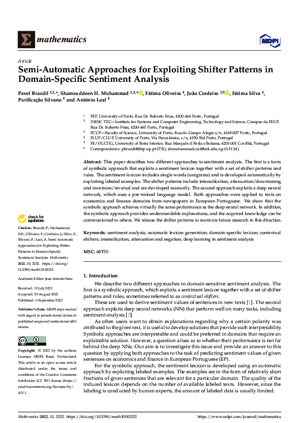 Pdf Semi Automatic Approaches For Exploiting Shifter Patterns In Domain Specific Sentiment