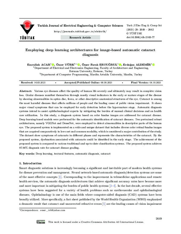 (PDF) Employing deep learning architectures for image-based automatic cataract diagnosis