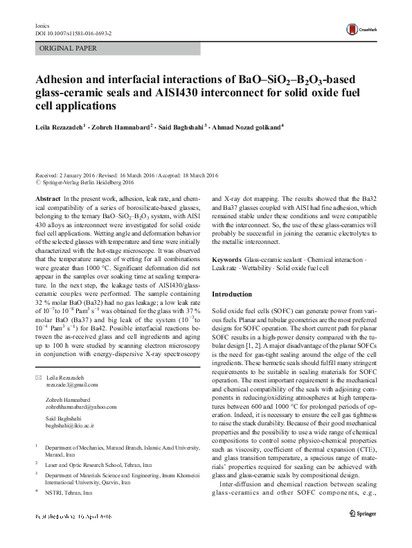 (PDF) Adhesion and interfacial interactions of BaO–SiO2–B2O3-based ...