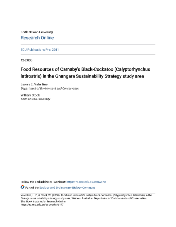 (PDF) Food resources of Carnaby’s black-cockatoo (Calyptorhynchus ...