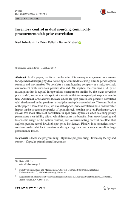 (PDF) Inventory control in dual sourcing commodity procurement with ...