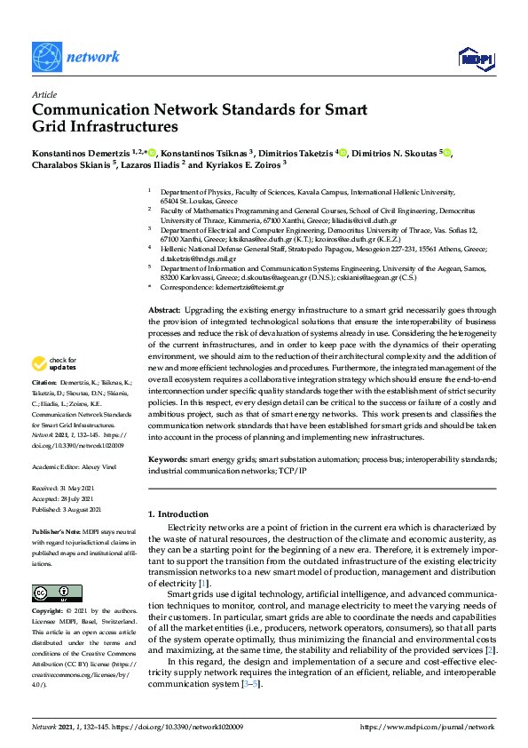 (PDF) Communication Networks Standards for Smart Grid Infrastructures