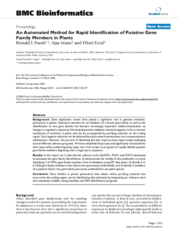 (PDF) An Automated Method for Rapid Identification of Putative Gene ...