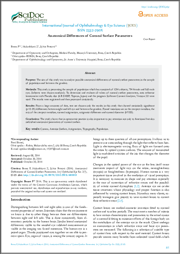 (PDF) Anatomical Differences of Corneal Surface Parameters
