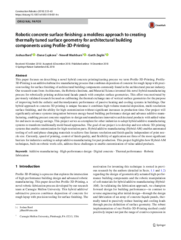 (PDF) Robotic concrete surface finishing: a moldless approach to ...