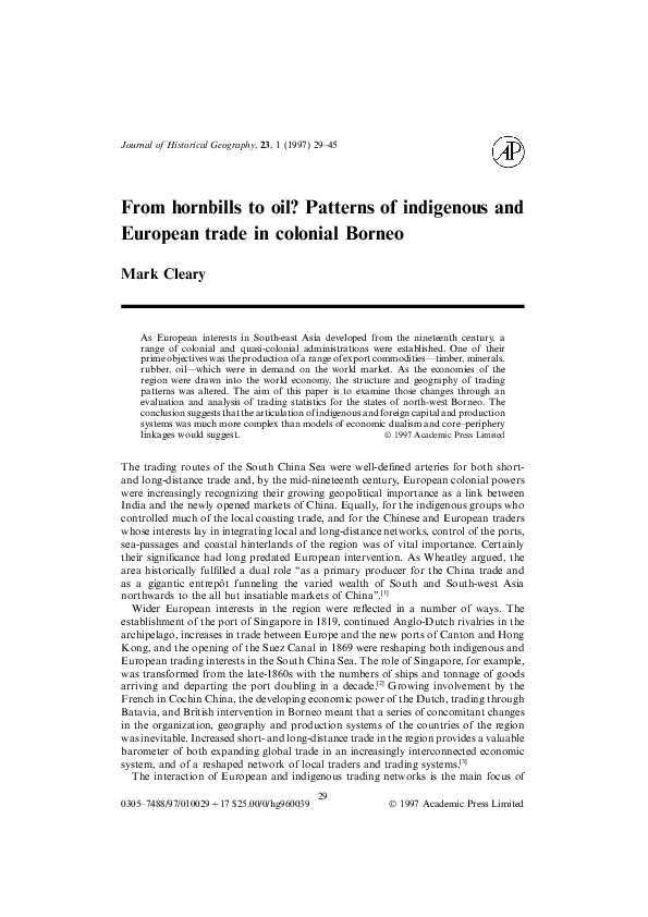 (PDF) From hornbills to oil? Patterns of indigenous and European trade ...