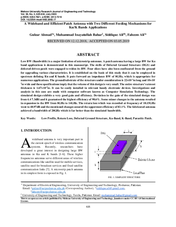 (PDF) A Wideband and Efficient Patch Antenna with Two Different Feeding ...