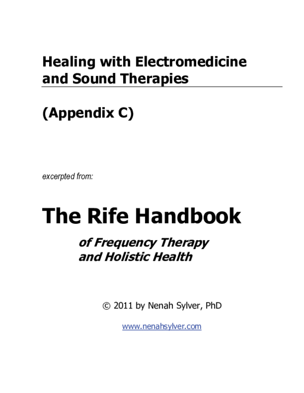 (PDF) Healing with Electromedicine and Sound Therapies