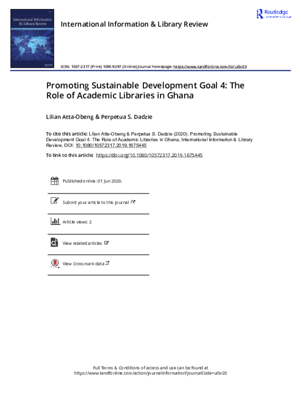 (PDF) Promoting Sustainable Development Goal 4: The Role of Academic ...