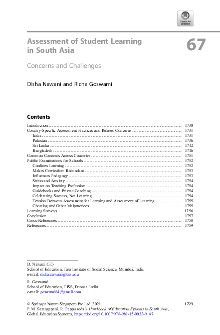(PDF) Assessment of Student Learning in South Asia