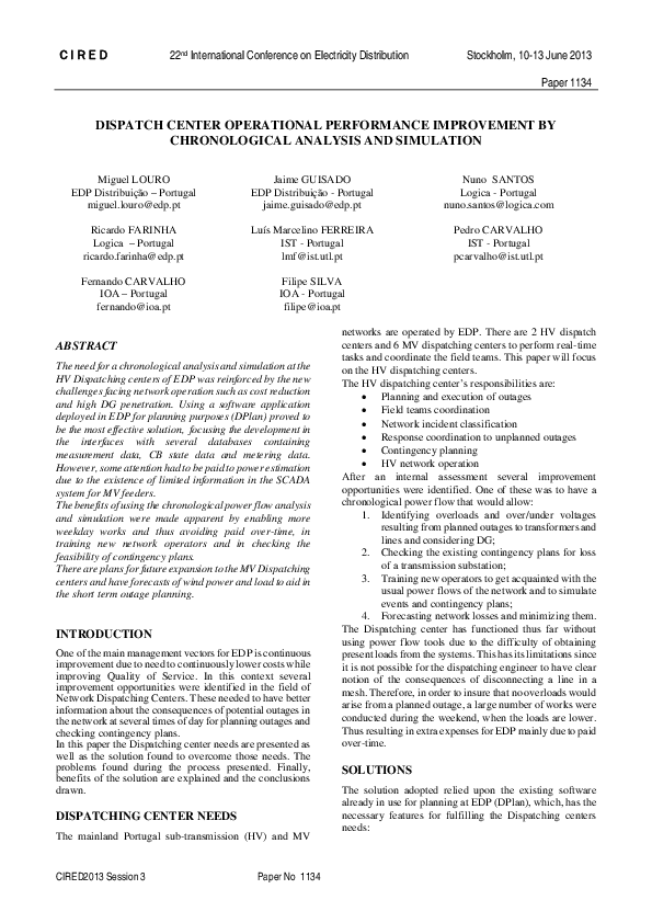 (PDF) Dispatch Center Operational Performance Improvement by Chronological Analysis and Simulation