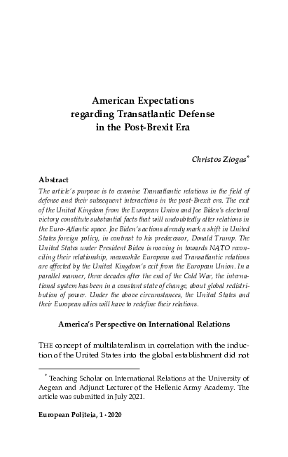 (PDF) American Expectations regarding Transatlantic Defense in the Post ...