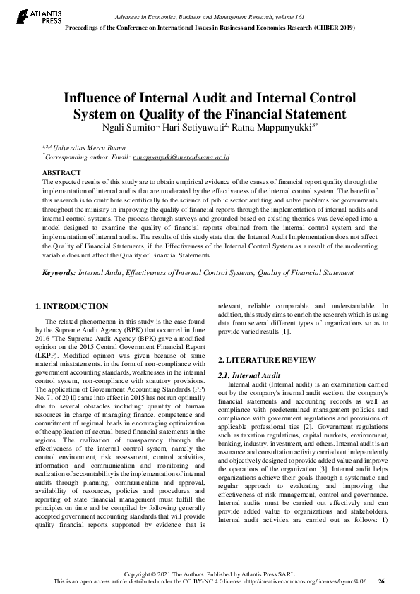(PDF) Influence of Internal Audit and Internal Control System on ...