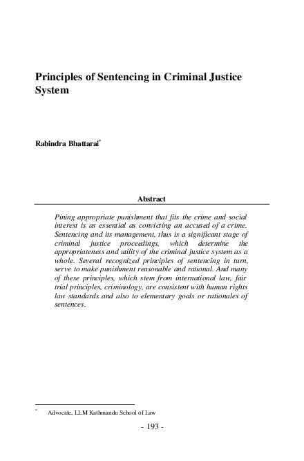 (PDF) Principles of Sentencing in Criminal Justice System