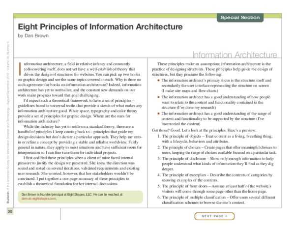 (PDF) Eight principles of information architecture