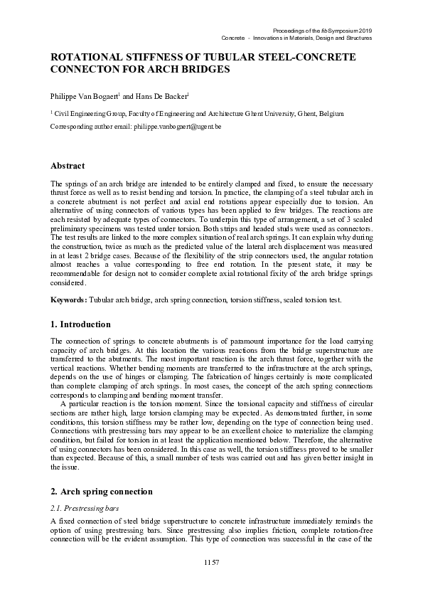 (PDF) Rotational stiffness of tubular steel-concrete connection for arch-bridges