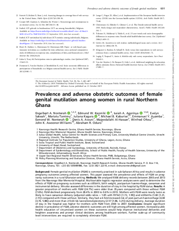 (PDF) Female genital mutilation and skilled birth attendance among women in sub-Saharan Africa ...