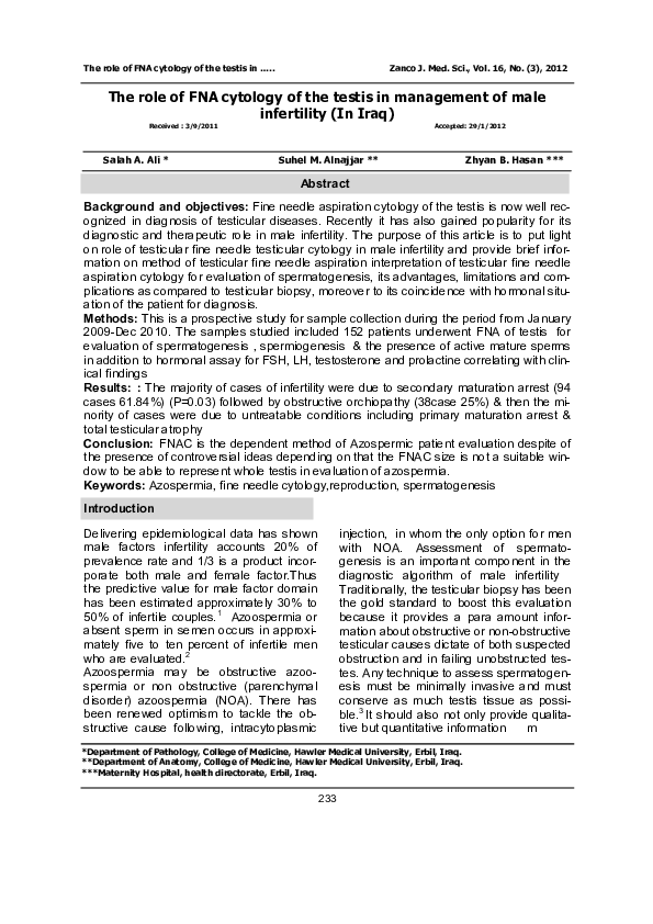 (PDF) The role of FNA cytology of the testis in management of male ...