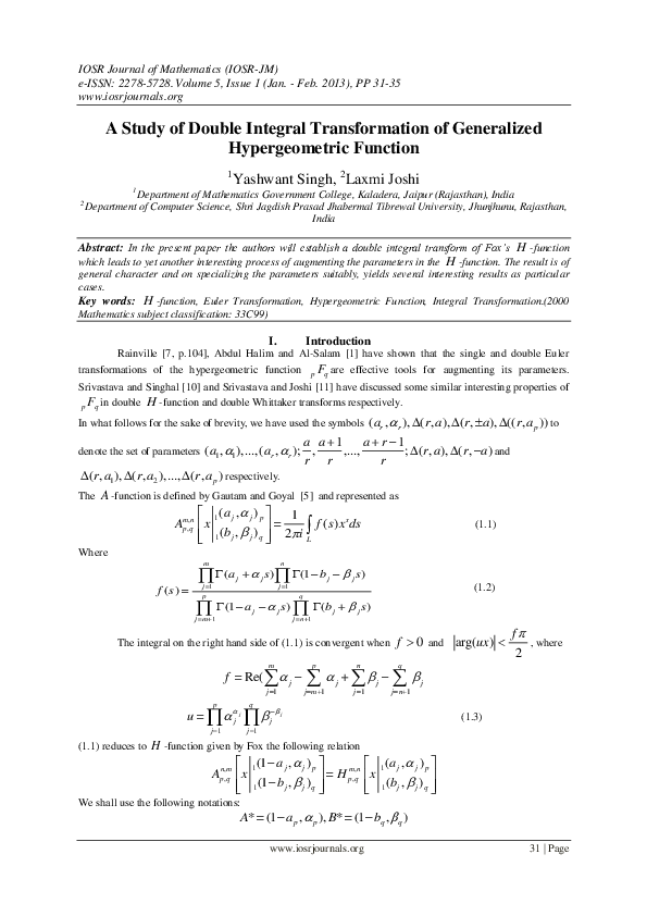 (PDF) A Study of Double Integral Transformation of Generalized ...