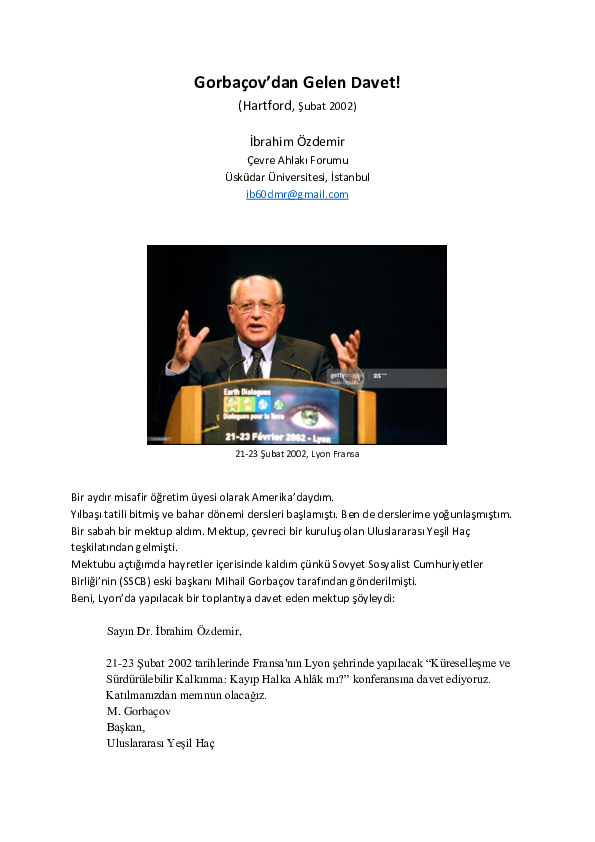 (PDF) Gorbaçov’dan Davet