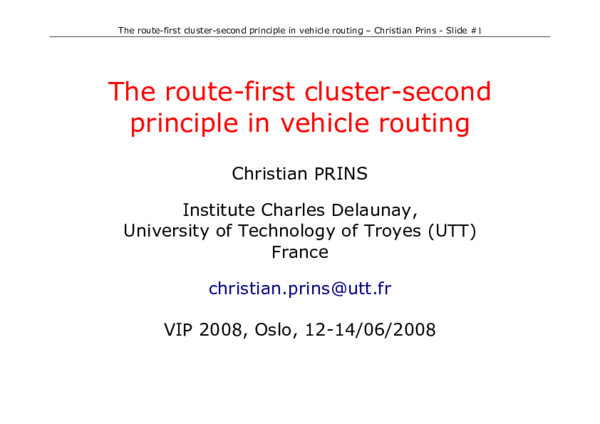 (PDF) The route-first cluster-second principle in vehicle routing