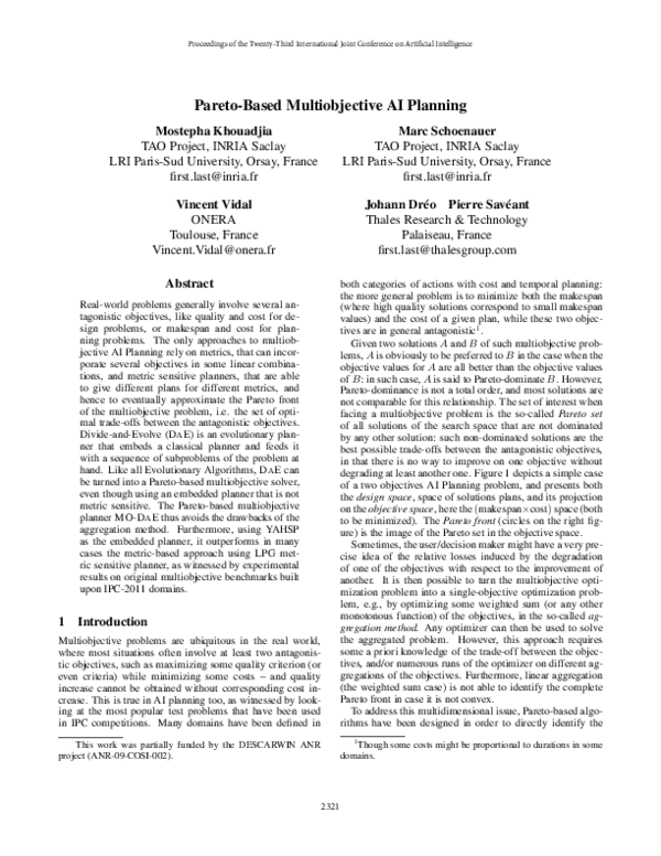 (PDF) Pareto-based multiobjective AI planning