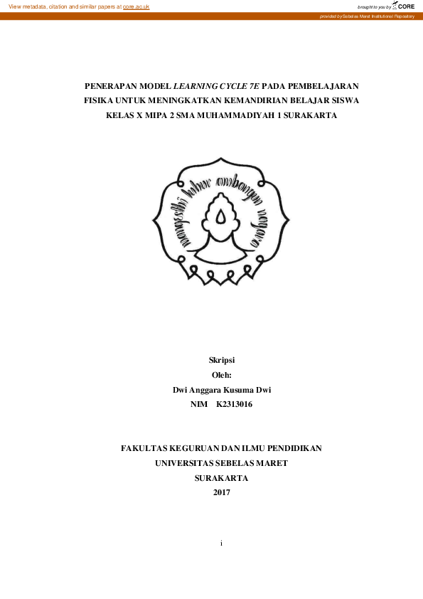 (PDF) Penerapan Model Learning Cycle 7e pada Pembelajaran Fisika untuk Meningkatkan Kemandirian ...