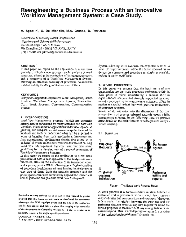(PDF) Reengineering a business process with an innovative workflow management system