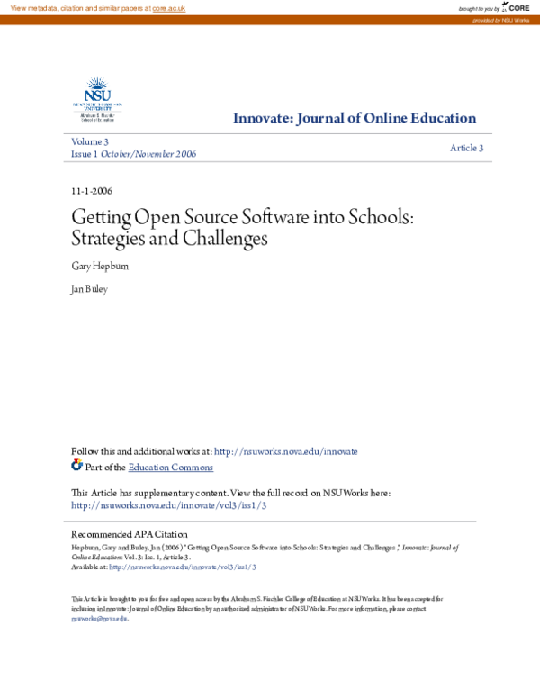 (PDF) Getting Open Source Software into Schools: Strategies and Challenges